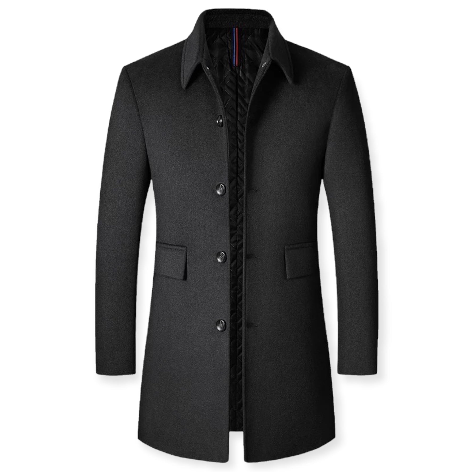 Men’s Overcoat - Wool Blend - Single-Breasted - Notched Lapel - Classi ...